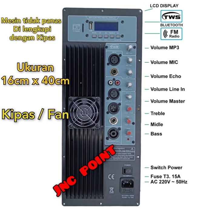 Jual Mesin Kit Power Kit Aktif 1000 watt USB Bluetooth TWS ECHO Kipas FAN | Shopee Indonesia