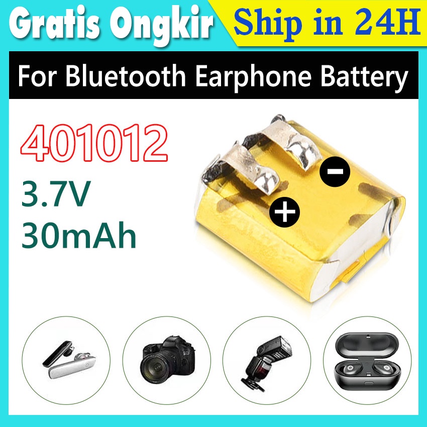 Jual Battery 30mAh 3.7V Rechargeable Lithium Polimer LP 401012 Baterai ...