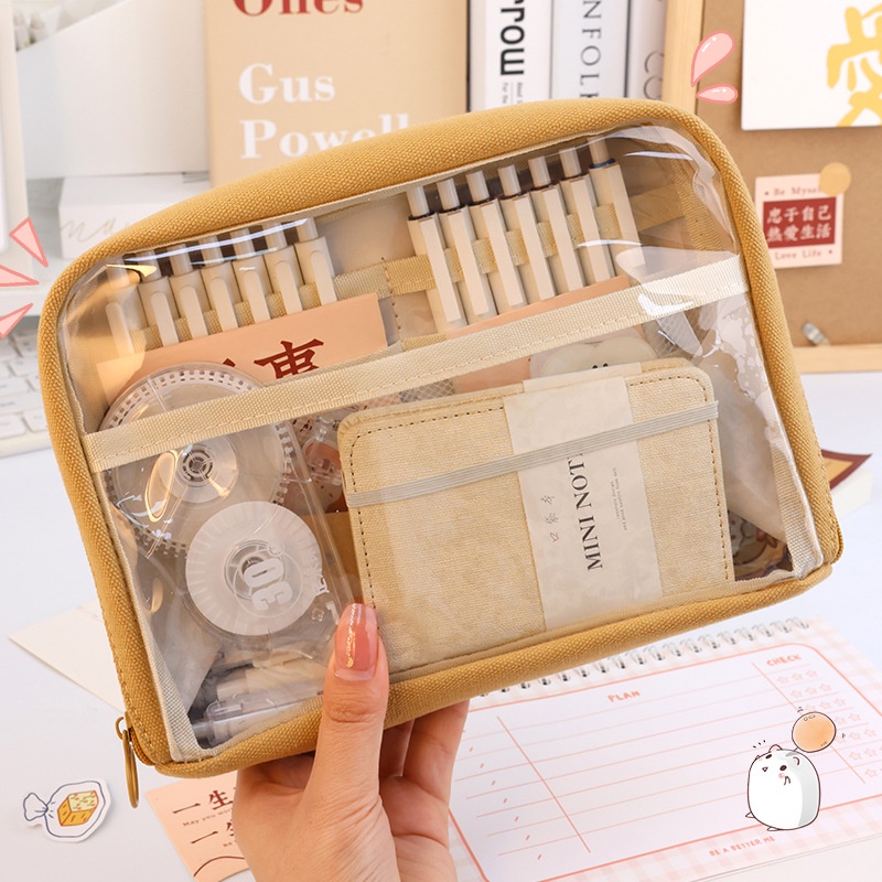 Jual [HARU] 10 Compartments Multifunctional Canvas Pencil Case Tempat ...