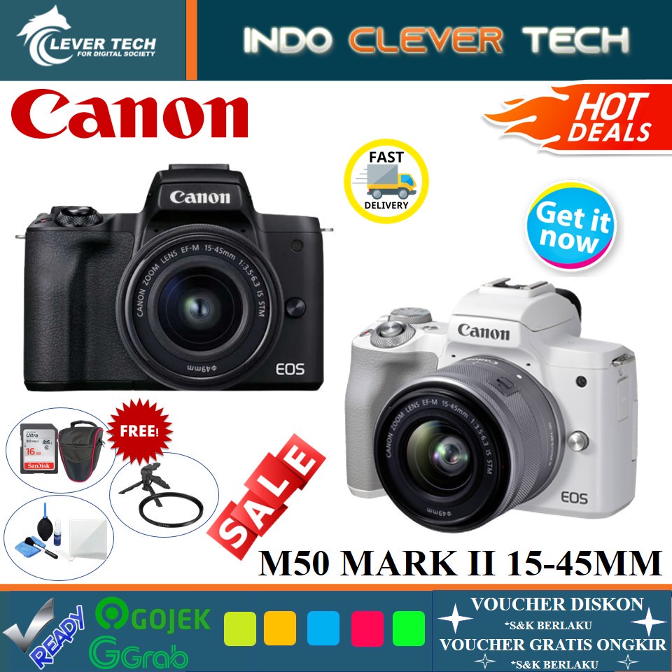 Jual Canon EOS M50 Mark II KIT 15-45 Mirrorless Digital Camera | Shopee Indonesia