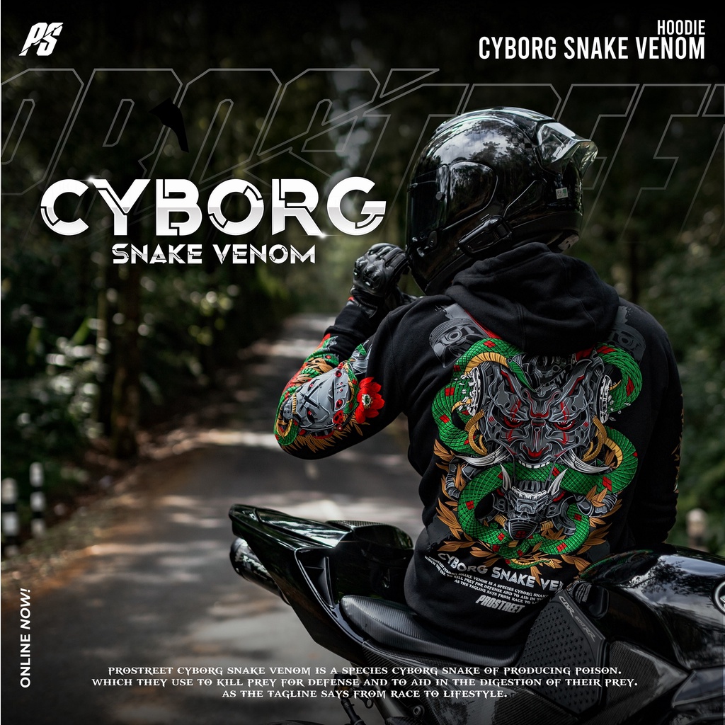 Jual Hoodie Motor Prostreet Cyborg Snake Venom | Shopee Indonesia