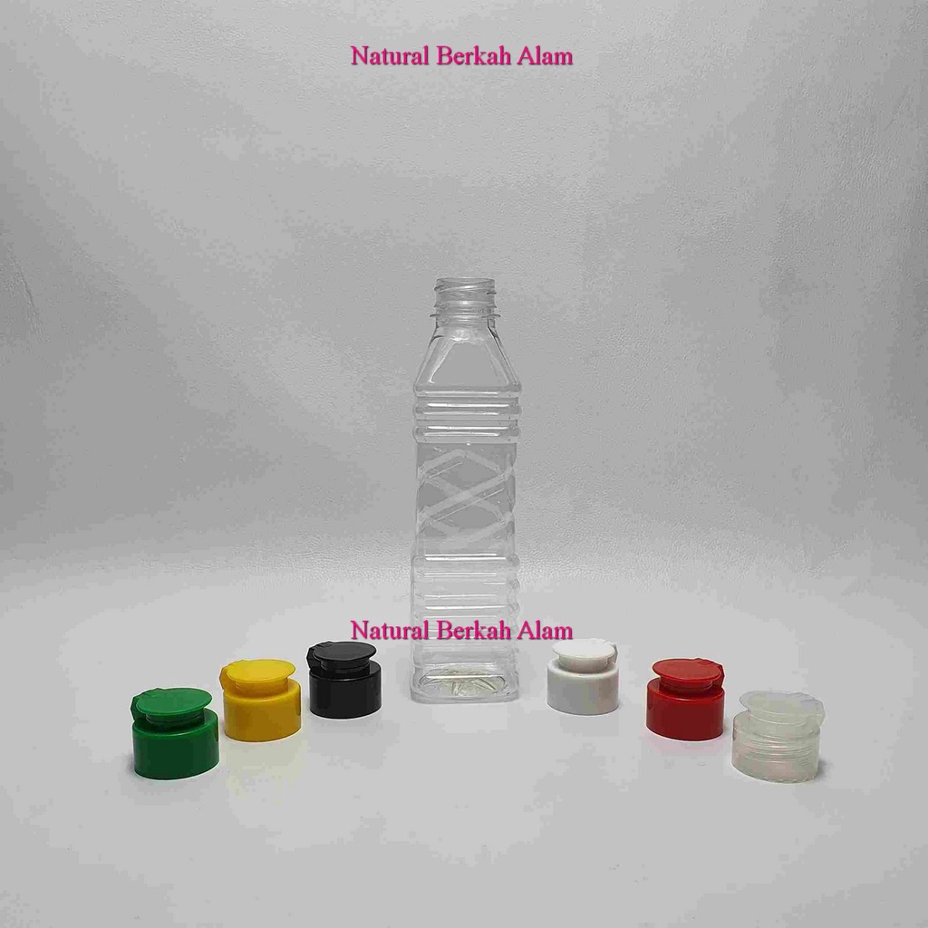 Jual Botol Plastik Kotak 400 Ml Natural Tutup Fliptop Jamur / Botol PET ...