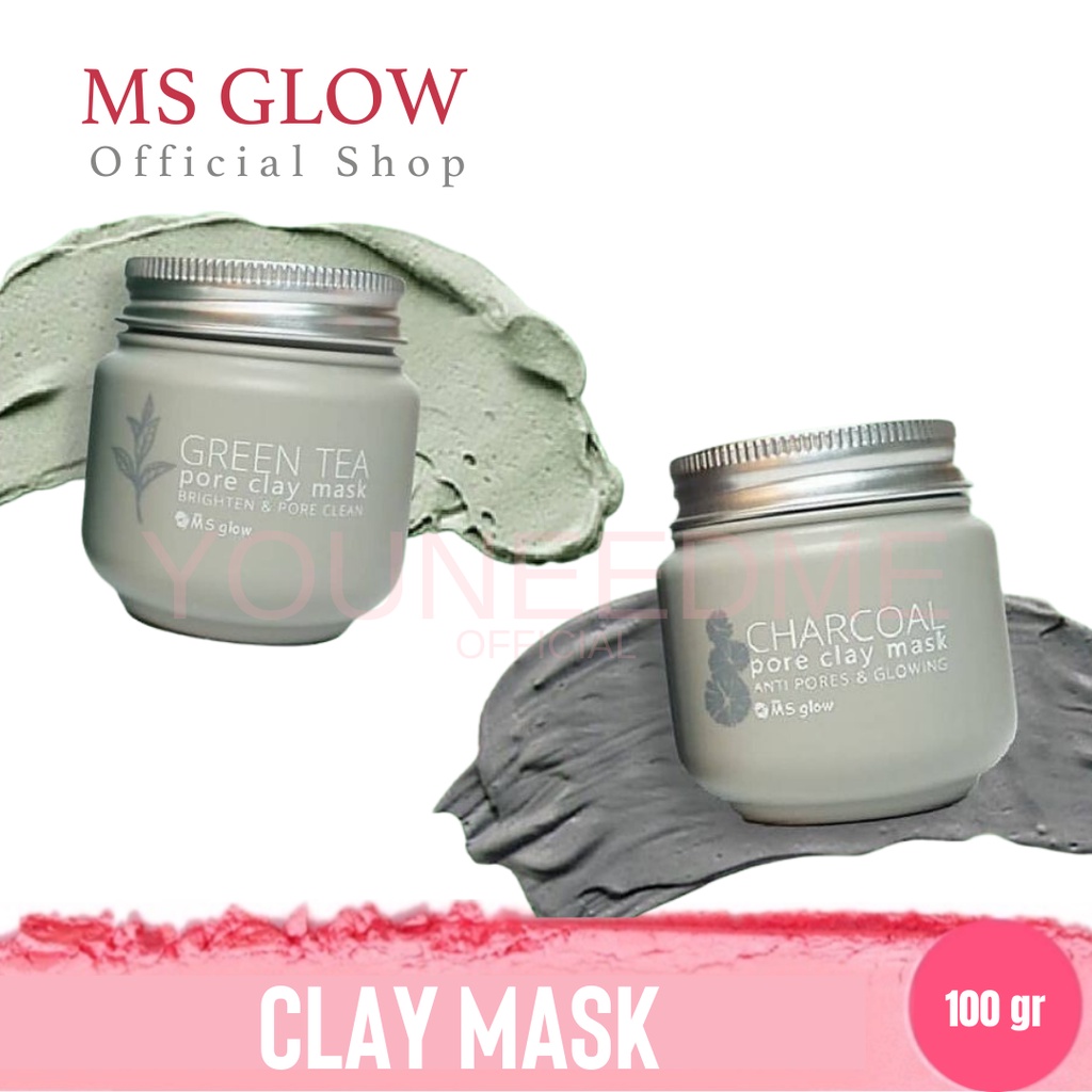 Jual MS GLOW/ CLAY MASK GREENTEA / CLAY MASK CHARCOAL | Shopee Indonesia