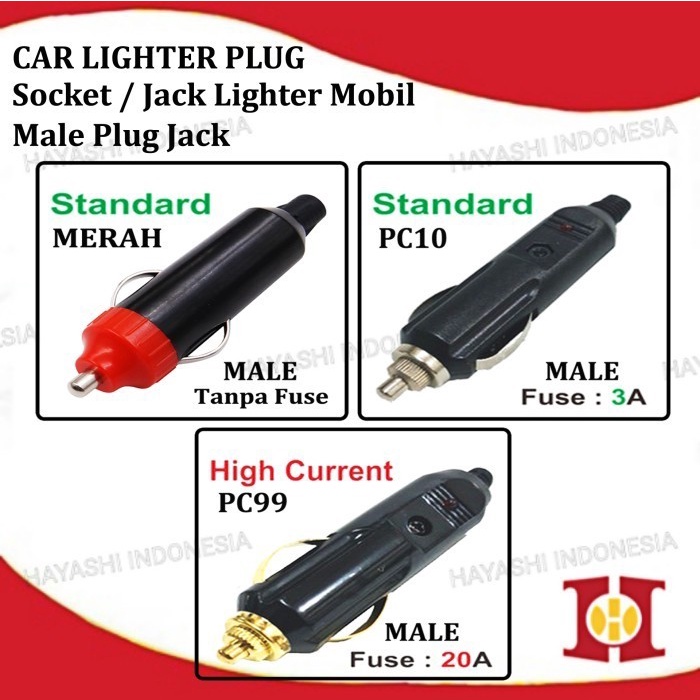 Jual Plug Jack Car Lighter Soket Colokan Mobil Jantan Male LED Fusee ...
