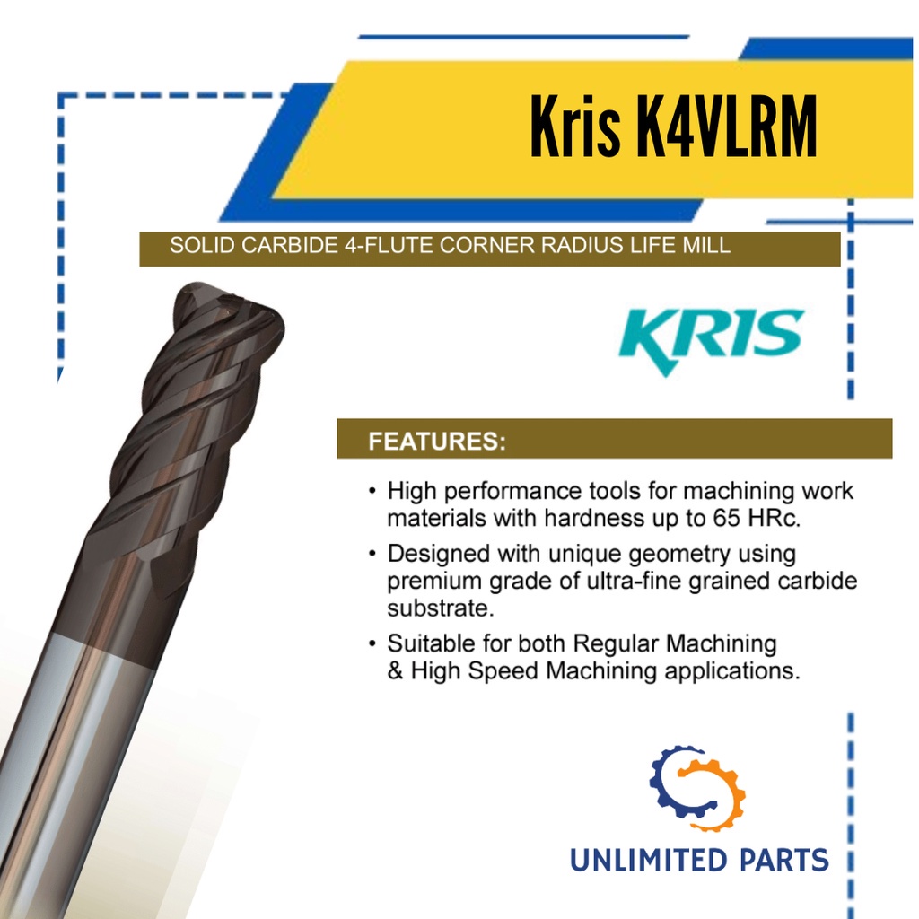 Jual Vision Series -EndMill Kris K4VLRM- Solid Carbide 4 Flute Corner ...