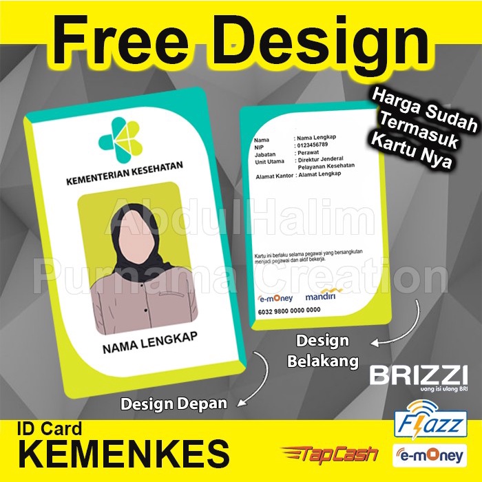 Jual [DD] IDCard Kemenkes ID Card Kementerian Kesehatan Cetak 2 sisi ...