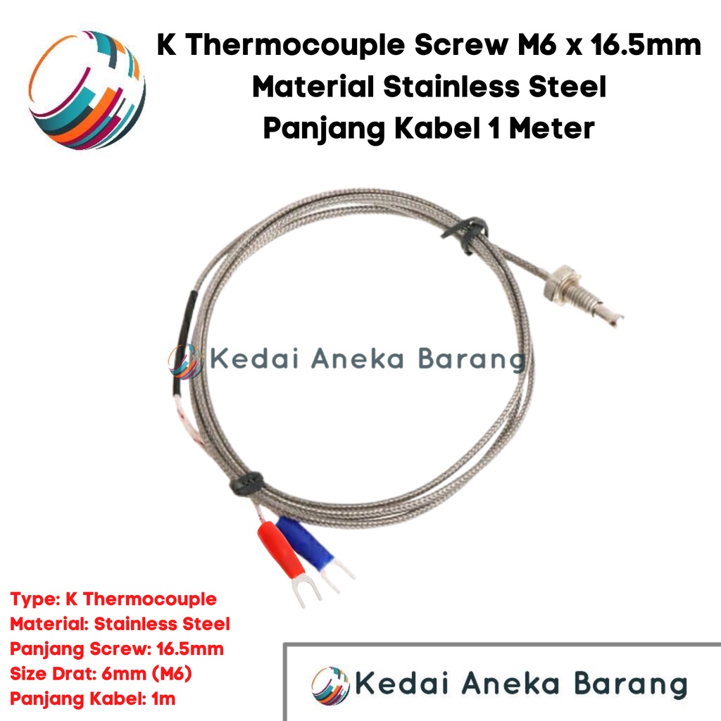 Jual K Type Thermocouple Temperature Sensor Stainless Steel Screw Drat ...