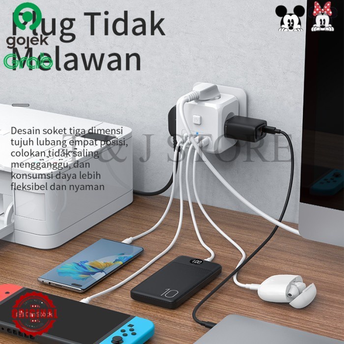Jual 7 in 1 Stop Kontak Multifungsi Soket Nirkabel 3*Stopkontak+3*USB ...