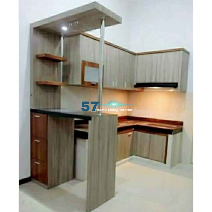 Jual Meja Bar dan Kitchen Set Dapur Minimalis Free Desain Bahan Plywood ...