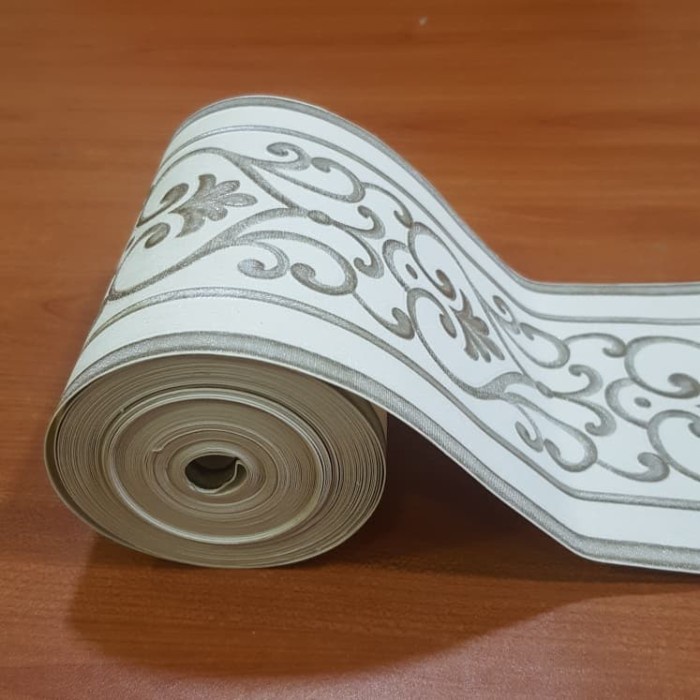 Jual BG785 Wallpaper List Border Wallpaper Dinding klasik Putih Abu2 11 ...