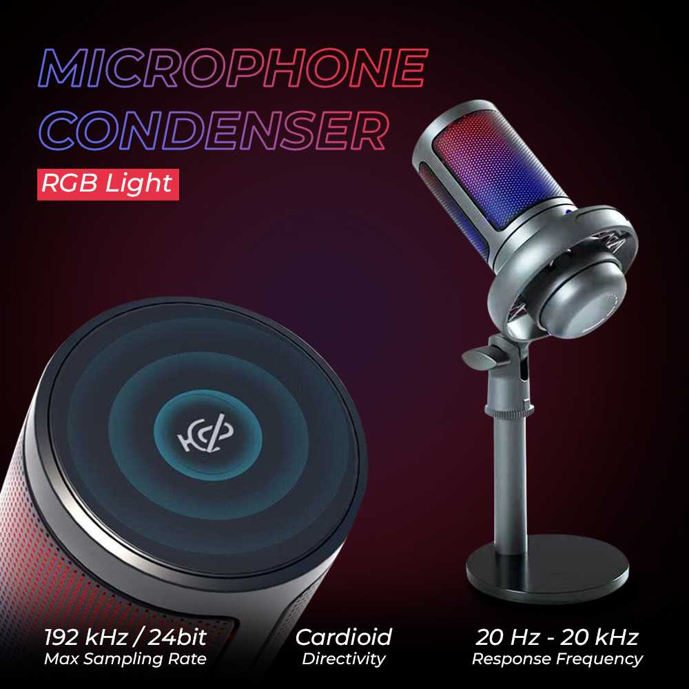 Jual SHOUFEI Microphone Condenser USB Mikrofon Kondensor Studio RGB Light - ME6S (Hafifa19 ...