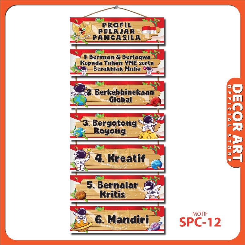 Jual DecorArt 70x30 Cm - Dekorasi Dinding Kelas Profil Pelajar Pancasila Gantung Tali 7 Susun ...