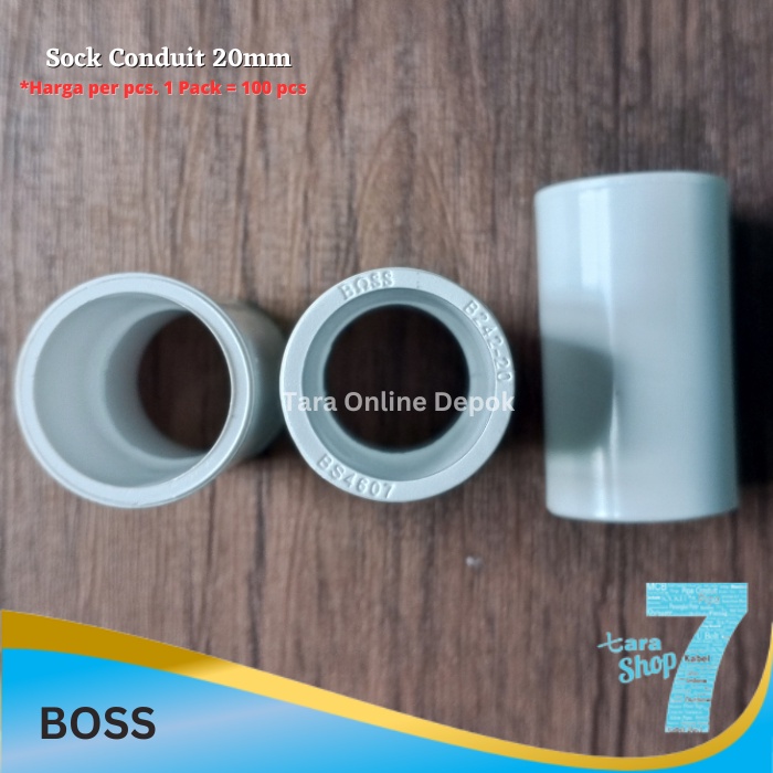 Jual SOCK-SOCKET SAMBUNGAN PIPA CONDUIT PUTIH 20 MM merk BOSS-7020006 ...