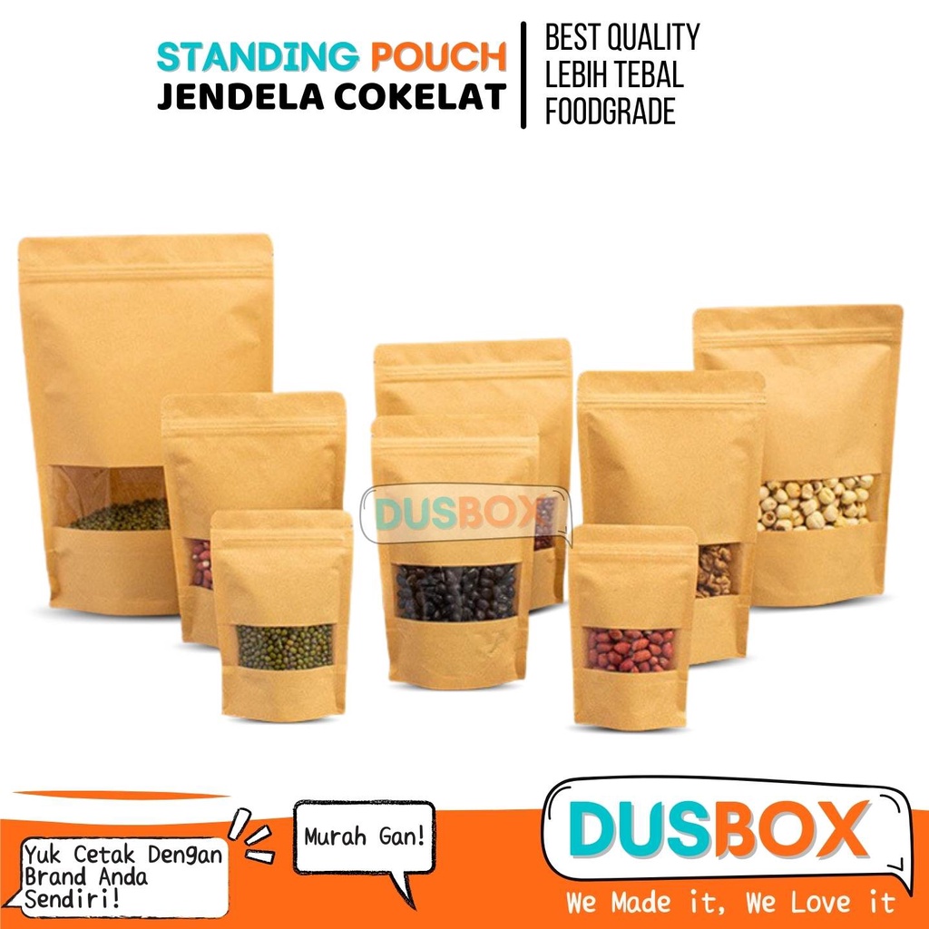 Jual Standing Pouch Window 14 x 22 / Standing Pouch Craft Window ...