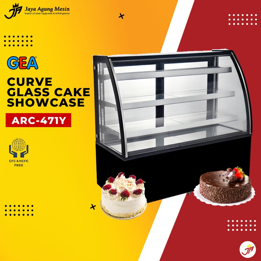 Jual GEA CURVED GLASS CAKE SHOWCASE / ARC-471Y | Shopee Indonesia