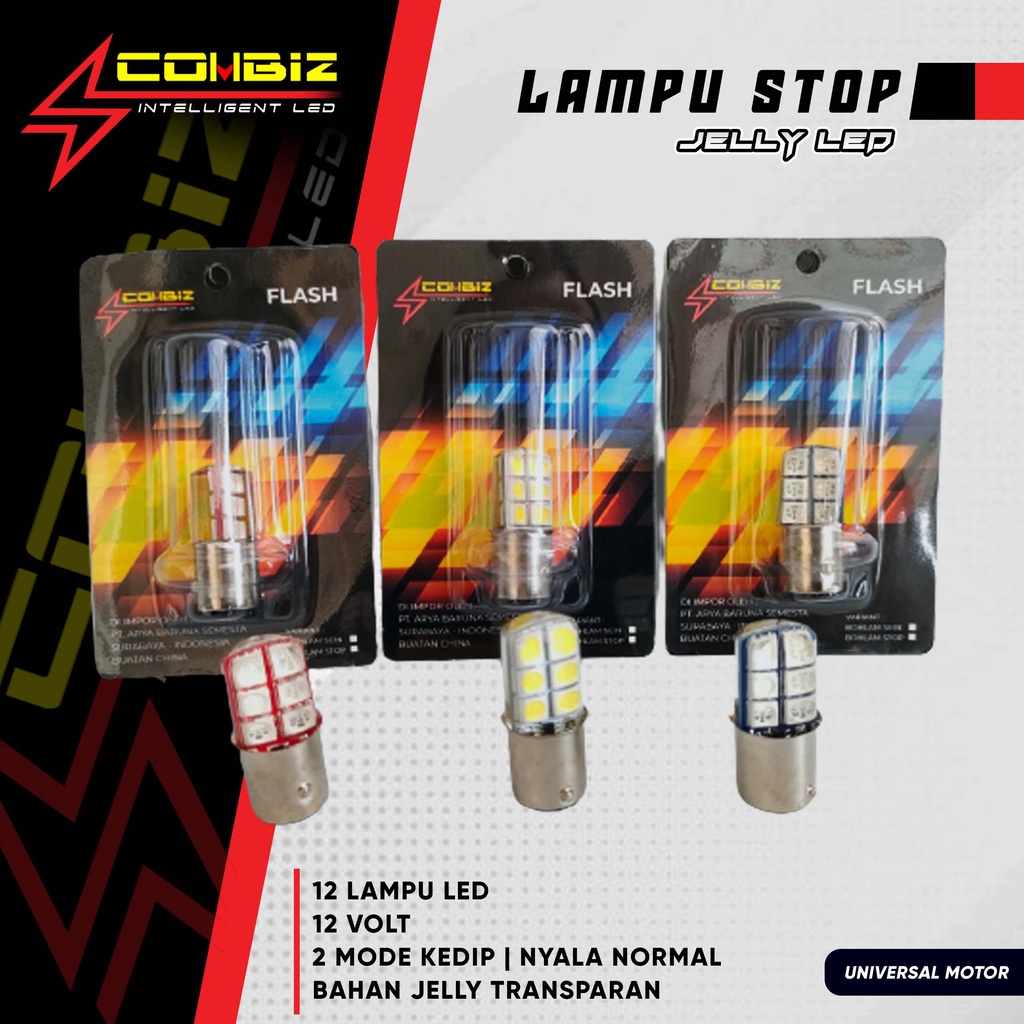 Jual COMBIZ LED Lampu Stop LED Jelly Transparant 12 Mata 2 Mode Flash ...