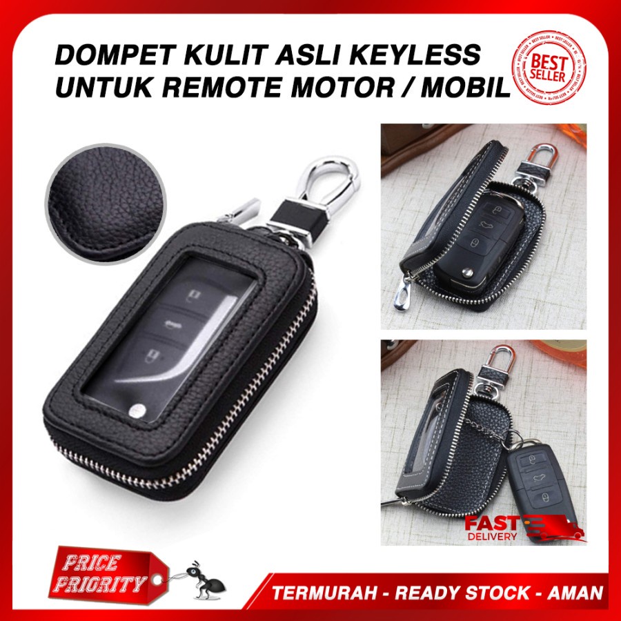 Jual Dompet Keyless Remote Kunci Mobil Motor KULIT Carabiner Kuat ...