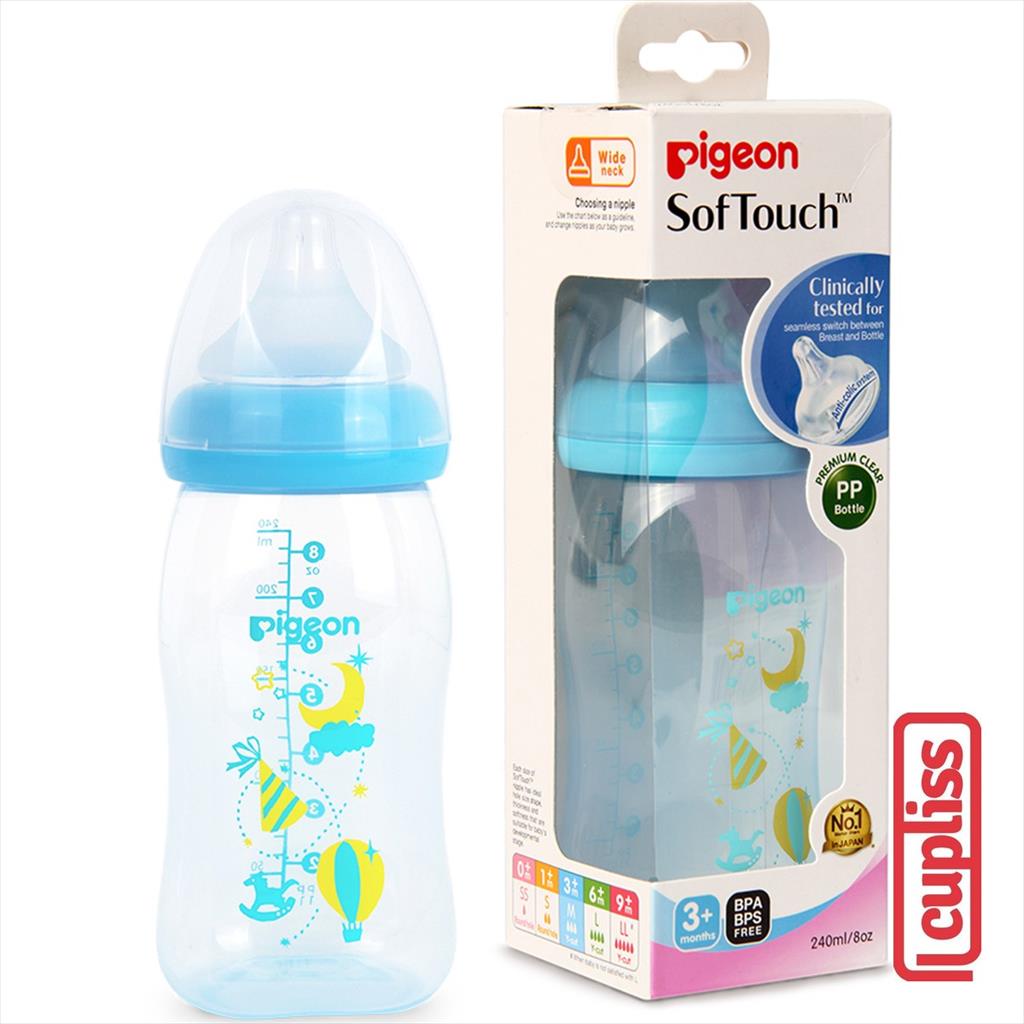 Jual PIGEON Bottle PP Wide Neck 240ml Clear Blue Botol Susu 240 ml | Shopee Indonesia