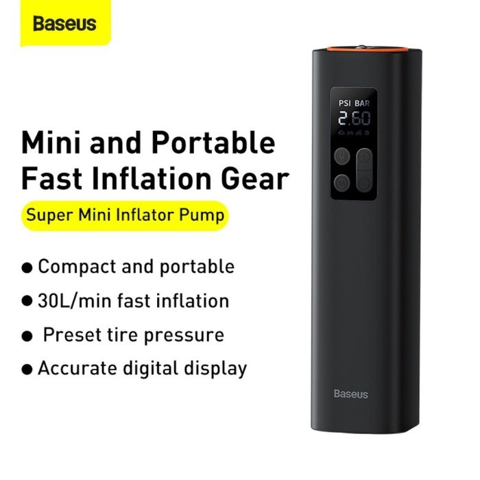 Jual BASEUS Inflator Super Mini Pump Portable Elektrik Pompa Ban AGP ...