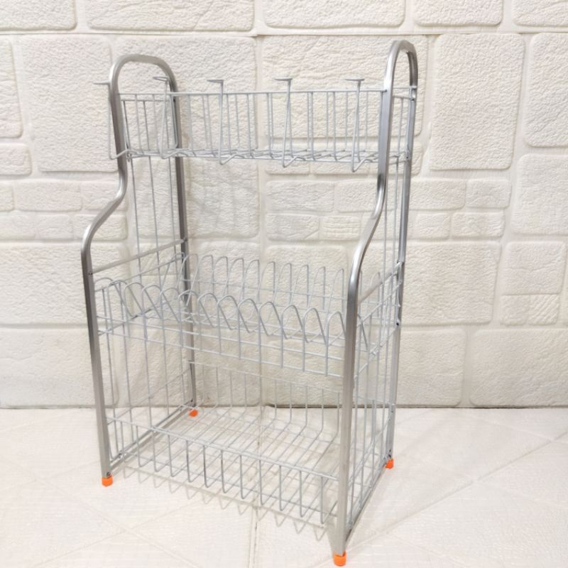 Jual Rak Piring RPL Aluminium Tray Besi Susun 3 | Shopee Indonesia