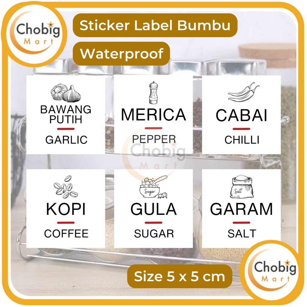 Jual CHOBIG Sticker Label Bumbu Dapur Stiker Spice Jar Botol Kaca ...
