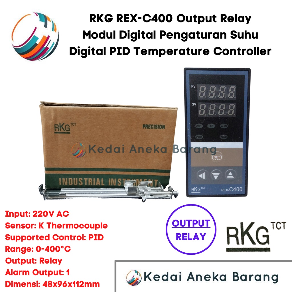 Jual PID Rex RKG C400 Rex-C400 Output Relay 220V AC 0-400C 400C Module Modul Digital Temperature ...