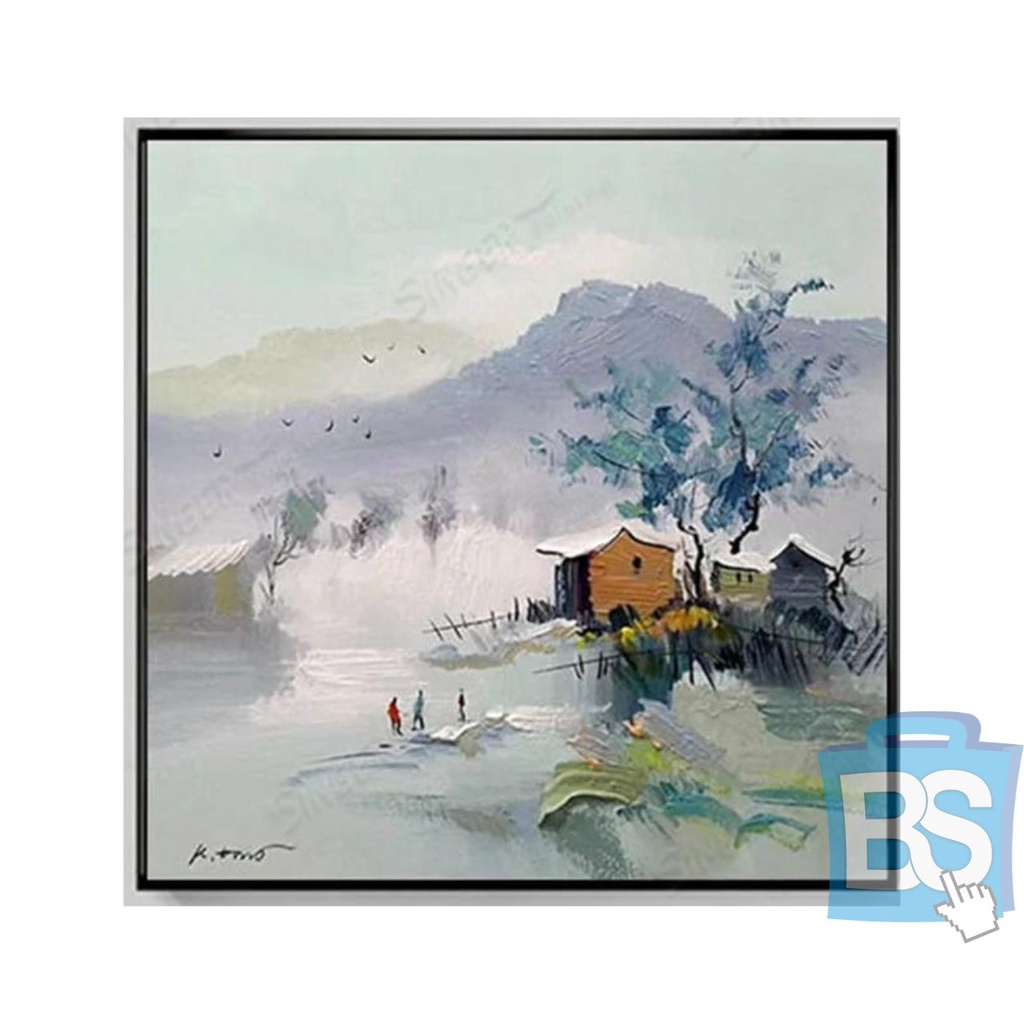 Jual LUKISAN ABSTRAK TIMBUL TANGAN ABSTRAK RUMAH DI KAKI GUNUNG ABSTRAK ...