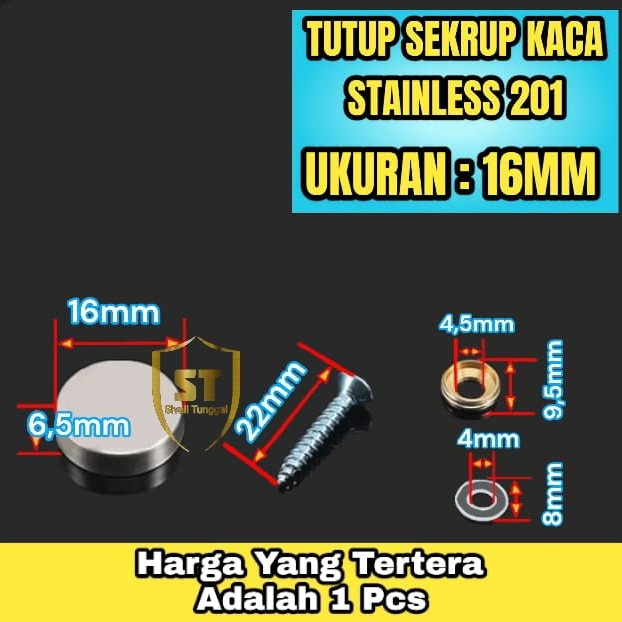 Jual SK-16MM DOP TUTUP SEKRUP KACA CERMIN - DOP SCREW 16MM STAINLESS SS ...