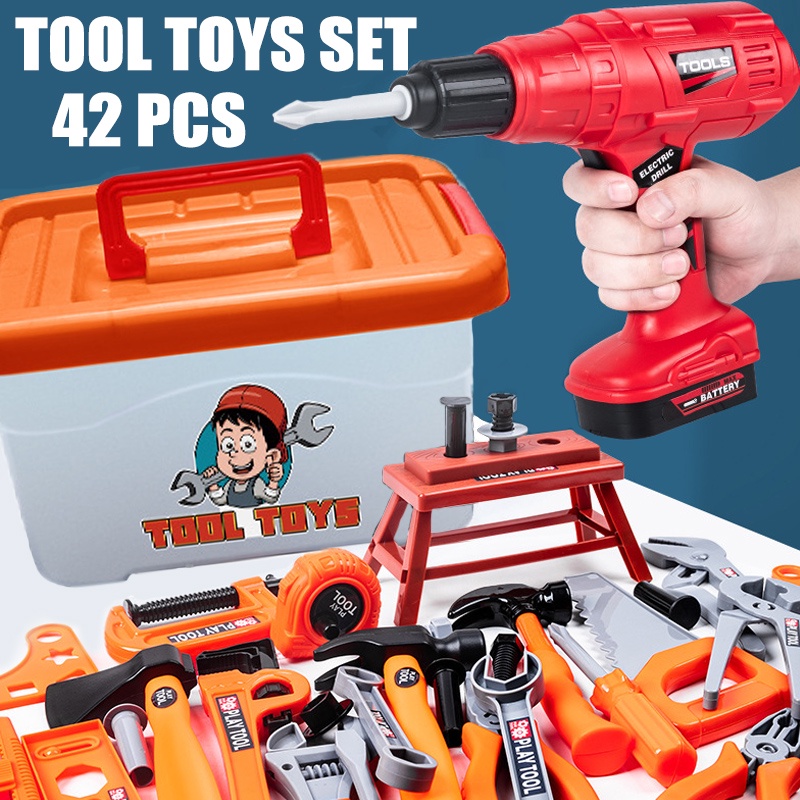 Jual 42 PCS Mainan Alat Perkakas Toolbox Kit Set Mainan Anak Kotak Tool ...