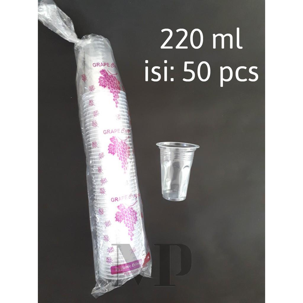 Jual Gelas Plastik Cup Aqua 220 ml isi 50 pcs Gelas Kopi Anggur Grape | Shopee Indonesia