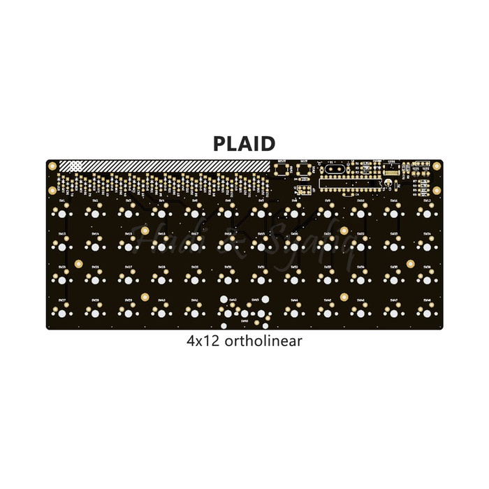 Jual Plaid pcb ortholinear through hole mechanical keyboard usb c ...