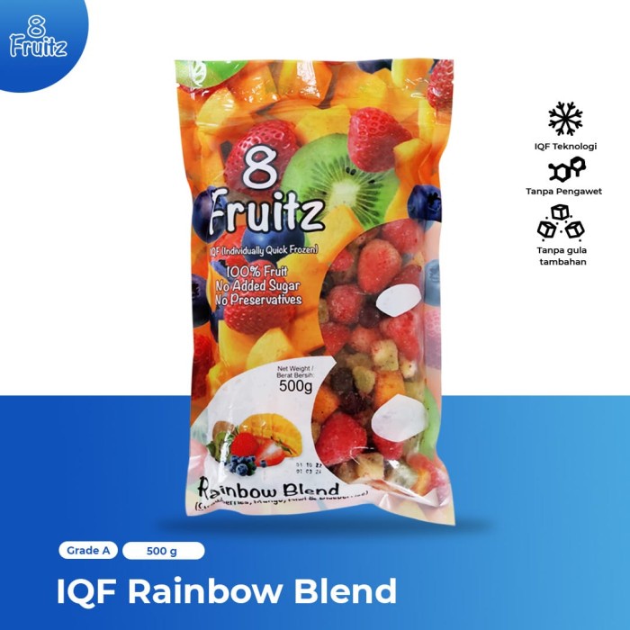 Jual 8 Fruitz IQF Rainbow Blend Strawberry Mango Kiwi Blueberry 500 ...