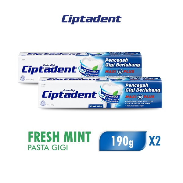 Jual Ciptadent Pasta Gigi Maxi 12 Plus Fresh Mint 2 x 190 gr | Shopee ...