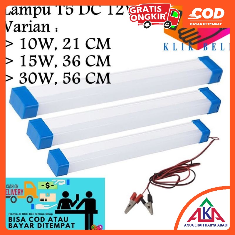 Jual MITSUYAMA Lampu Neon TL T5 LED SMD Jepit AKI DC 12V 10W 15W 30W Putih Terang | Shopee Indonesia