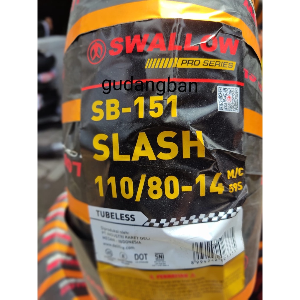 Jual Swallow SB151 SLASH 110 80 14 Pro Series Tubeless Ban luar Motor ...