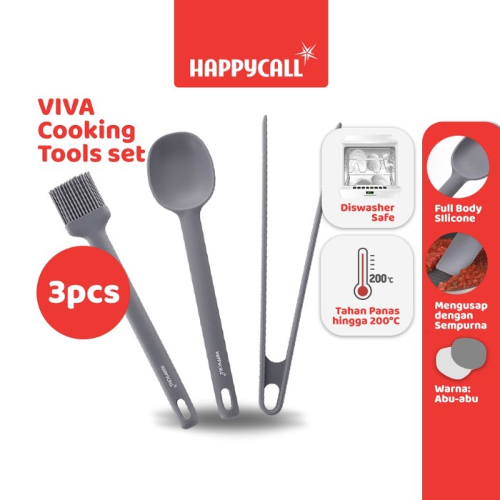 Jual Happycall Viva Cooking Tool 3 Pcs (Tong, Stir Fry Spoon, Brush ...
