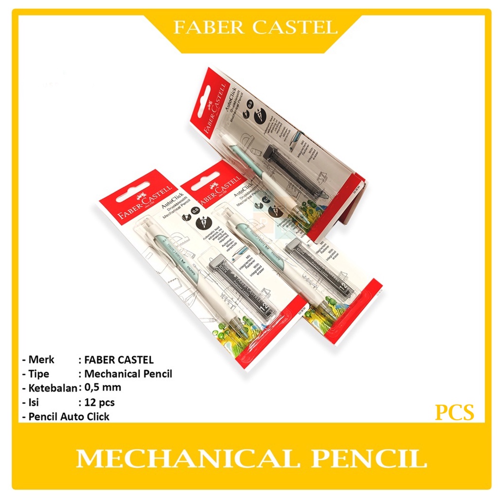 Jual Faber Castell Pencil Mechanical Auto Click White Barrel Blister 0 ...