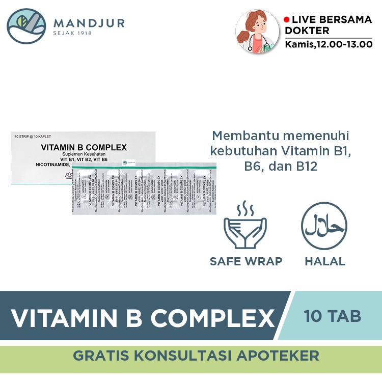 Jual Vitamin B Complex 10 Tablet - Suplemen Vitamin B Complex | Shopee Indonesia