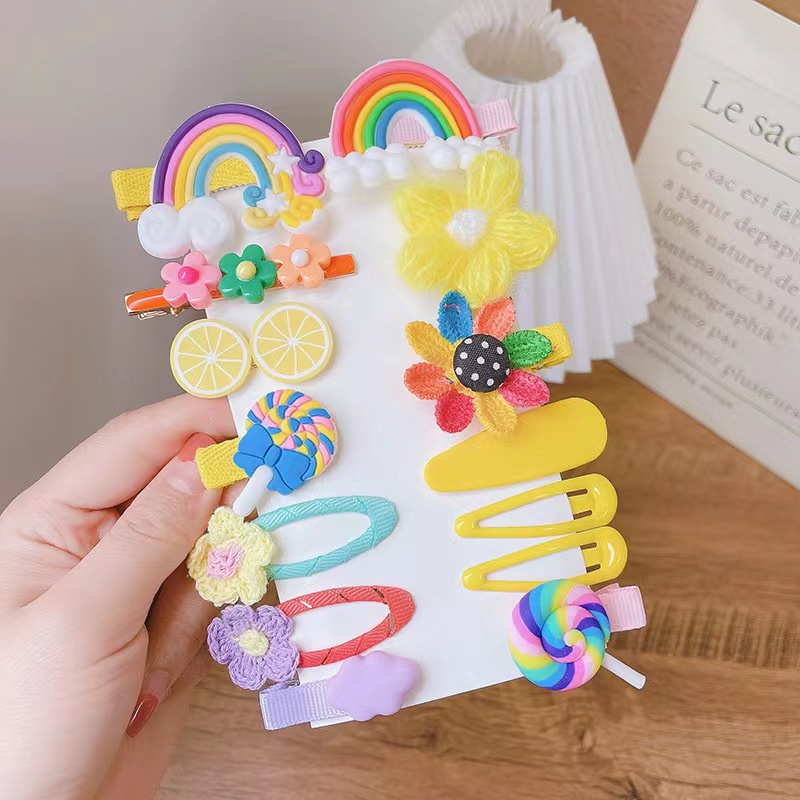 Jual Cute Pattern Kids Hair Clips 14 Pack/ klip rambut anak anak /klip ...