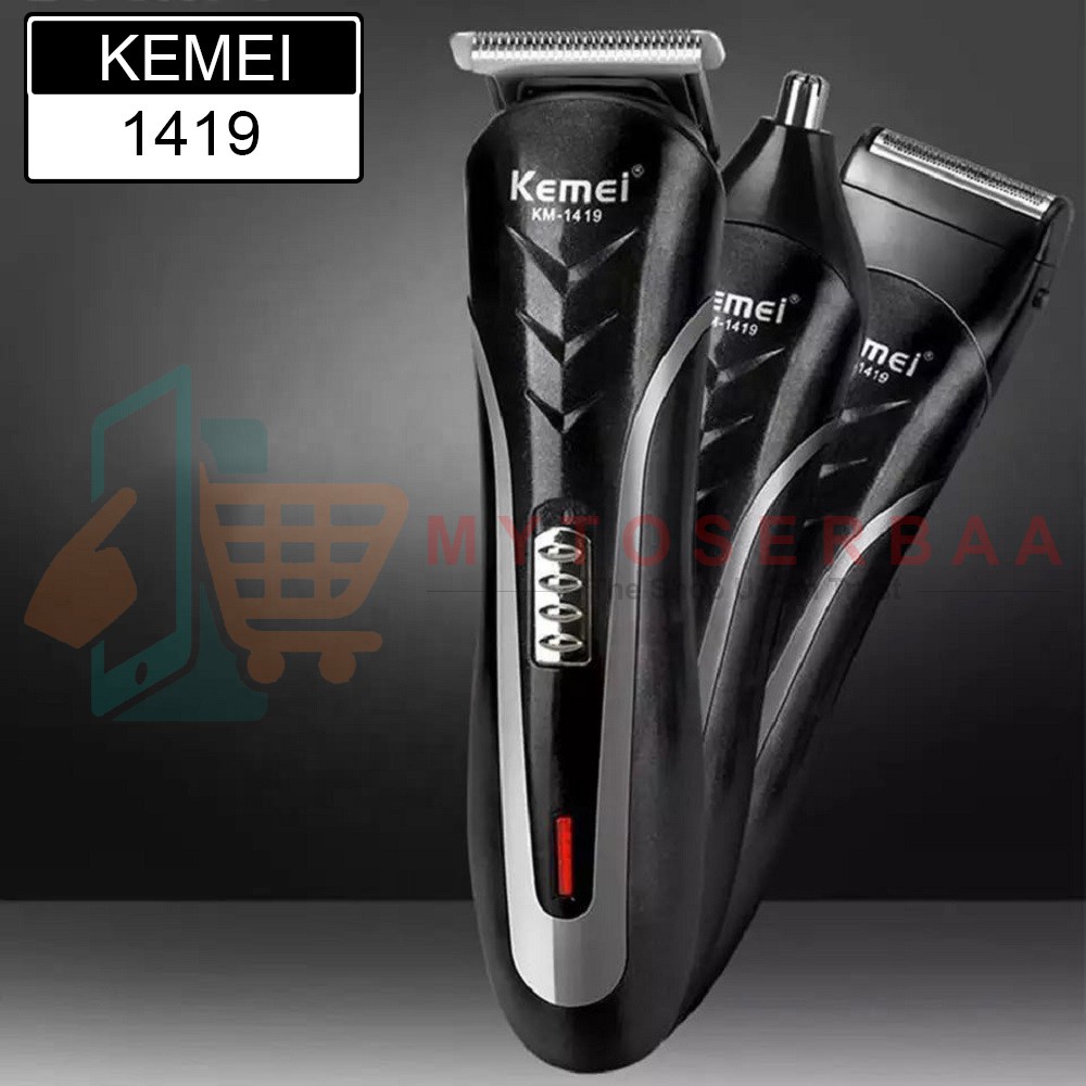 Jual Alat Cukur 3in1 Rambut Kumis Jenggot Bulu Hidung Cukuran Electric Clipper KEMEI KM-1419 ...