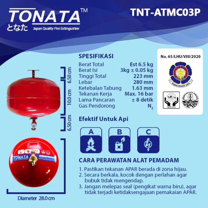Jual Automatic Thermatic Pemadam Api Otomatis / ABC Powder 3 kg Tonata ...
