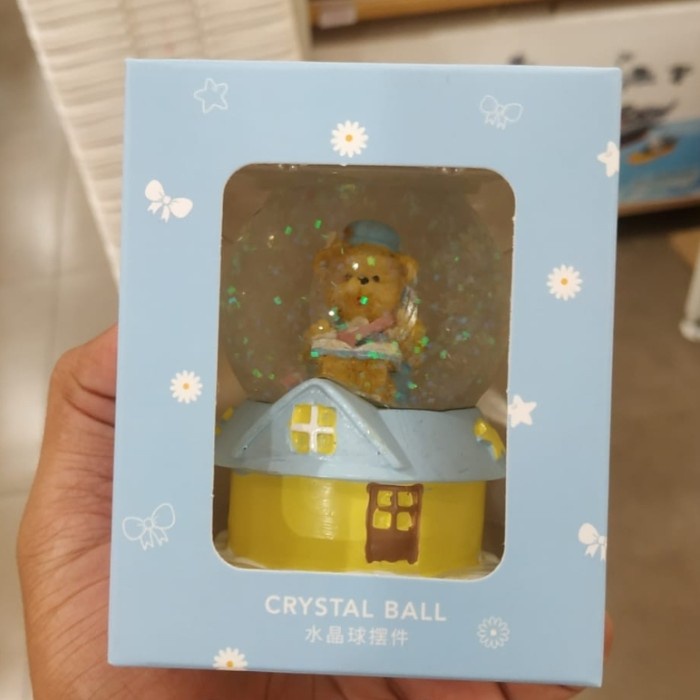 Jual Miniso Baby bear Crystal Ball Figure Bola Kristal - Merah Muda ...
