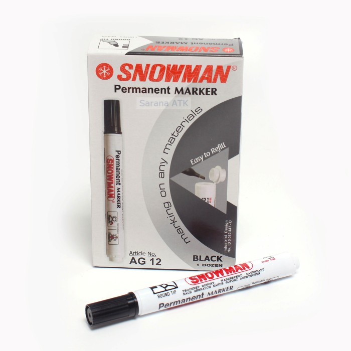 Jual SNOWMAN - Spidol Permanent Marker AG-12 - Pcs | Shopee Indonesia