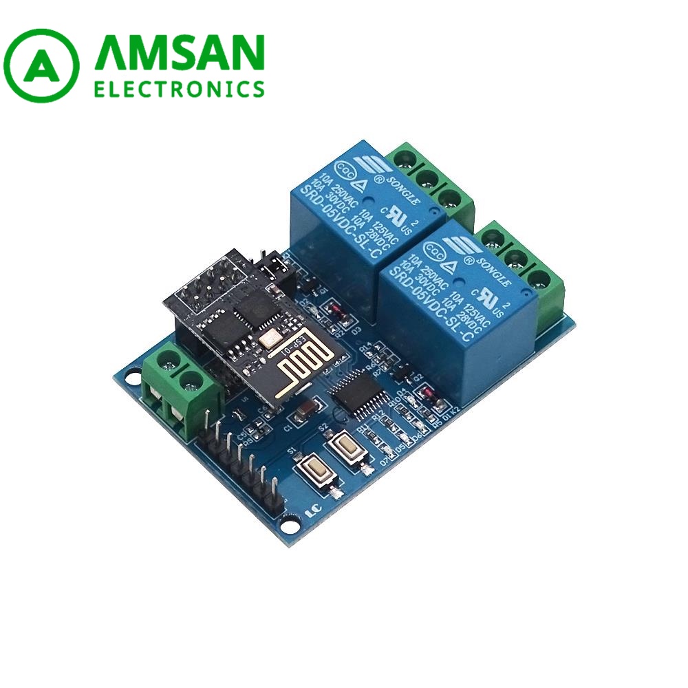 Jual ESP8266 ESP-01 5V 12V Modul Relay WiFi 2 Saluran Modul Relai 2 ...