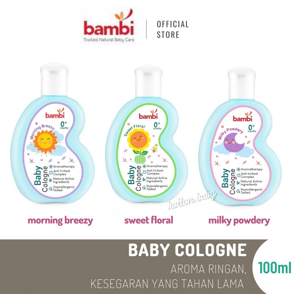 Jual Bambi Baby Cologne Milky Powdery/Morning Breezy/Sweet Floral 100ml ...