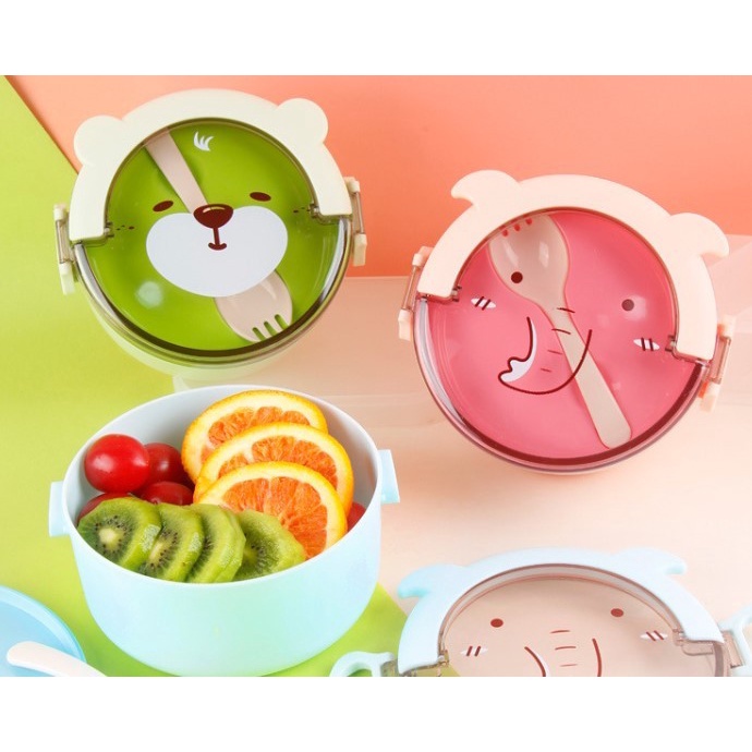 Jual [LOGU] Kotak bekal bear roti buah bulat anak, Lunch box snack box ...