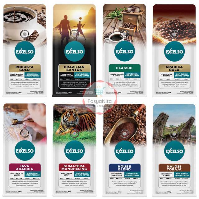 Jual EXCELSO Kopi Bubuk All Varian 200gram (Robusta-Arabica-Brazilian ...