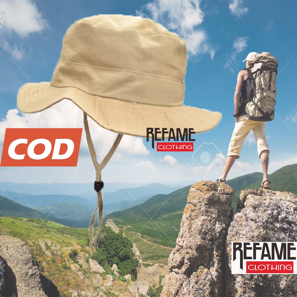 Jual Topi Gunung Rimba Tali Hiking Hutan Camping Hat Tali Hitam Cream ...