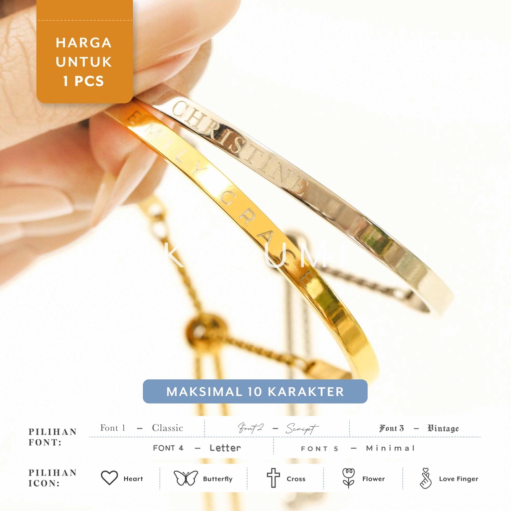 Jual Kagumi Initial - Alba Bracelet ( Pre-Order Custom Nama ...