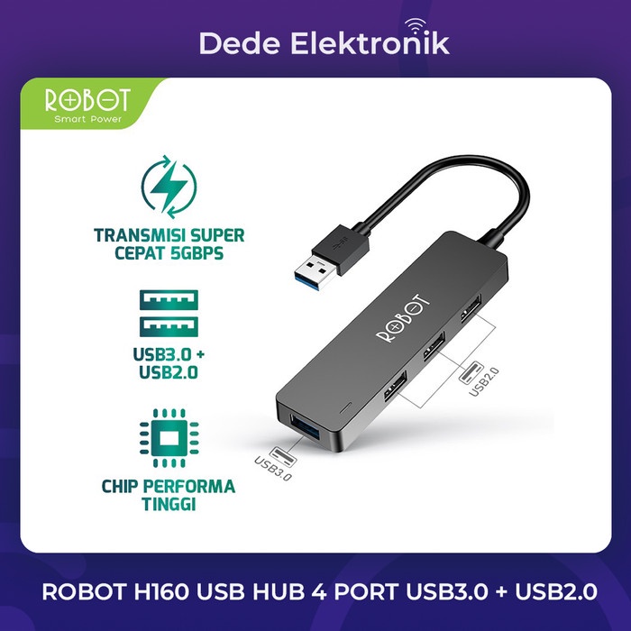 Jual Robot H160 USB Hub 4 Ports USB 3.0 + USB 2.0 Adapter Hight Speed ...